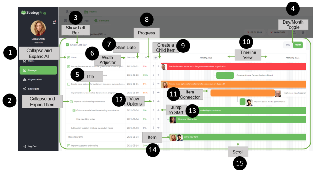 What is TIMELINE VIEW? What are its key features? - StrategyFrog